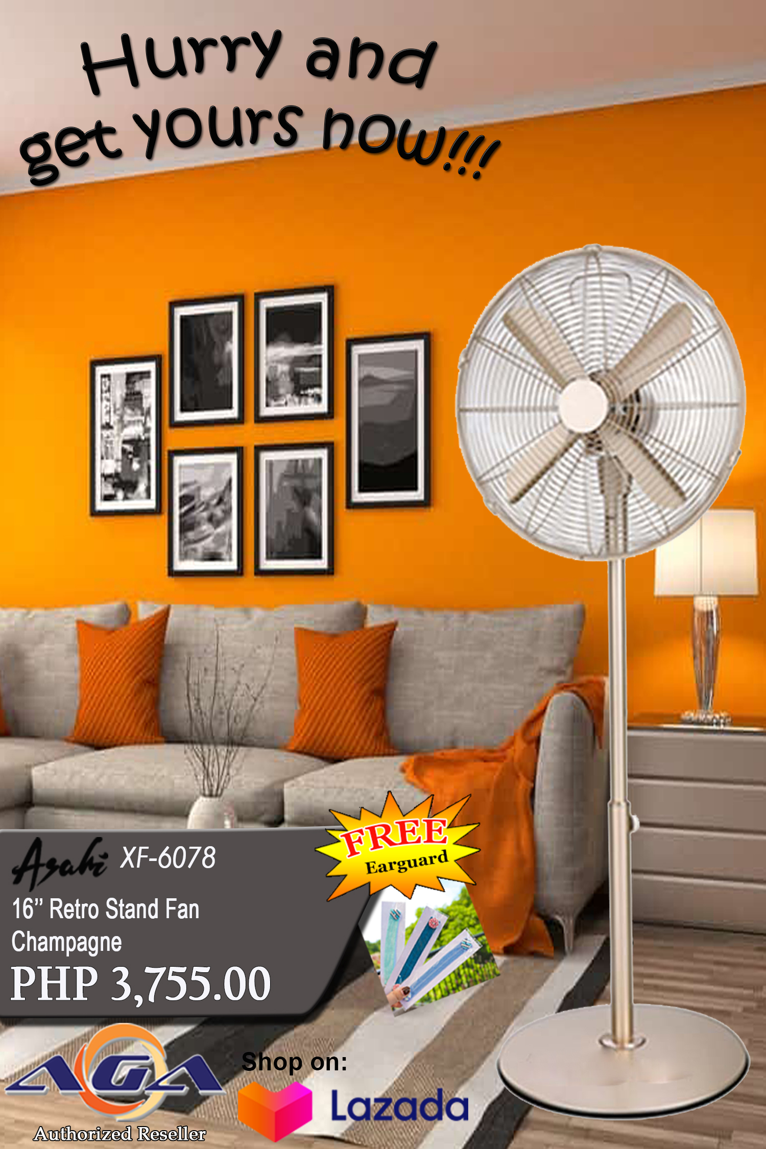 Asahi Retro Stand Fan XF-6078 Champagne | Lazada PH