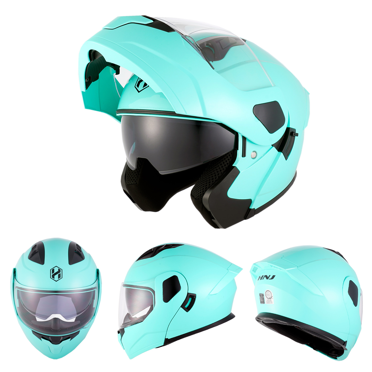 HNJ 937 Plain Motorcycle Helmets Open Face Modular Motor Helmet Dual ...