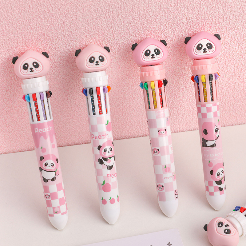 10-color Ballpoint Pen Cute Panda Cartoons Office Stationary Student ...
