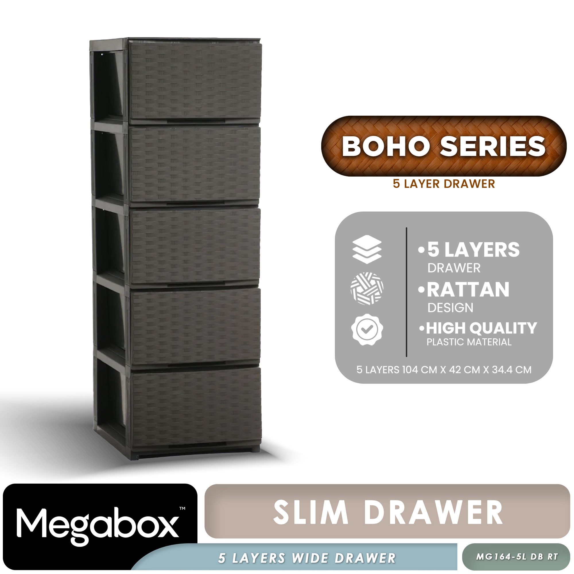 Megabox MG-164 (4 & 5 Layers Slim Drawer Boho Series ) | Lazada PH