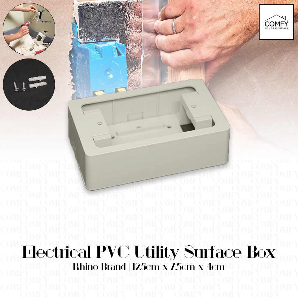 Rhino Brand PVC Plastic Electrical Gray Surface Utility Box With Screw ...