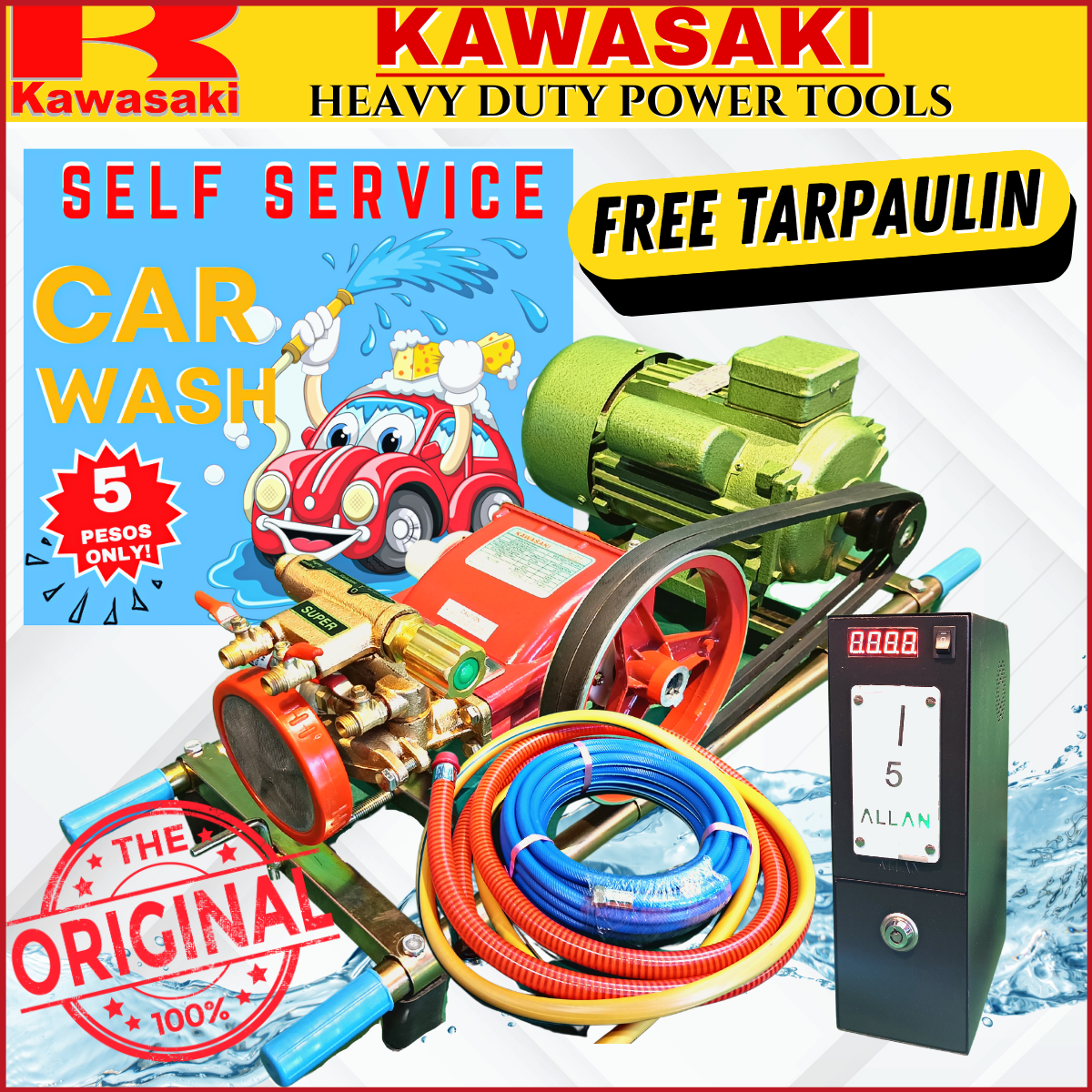 Kawasaki Pressure Washer Carwash Vendo Machine with Free Tarpaulin, Oil ...