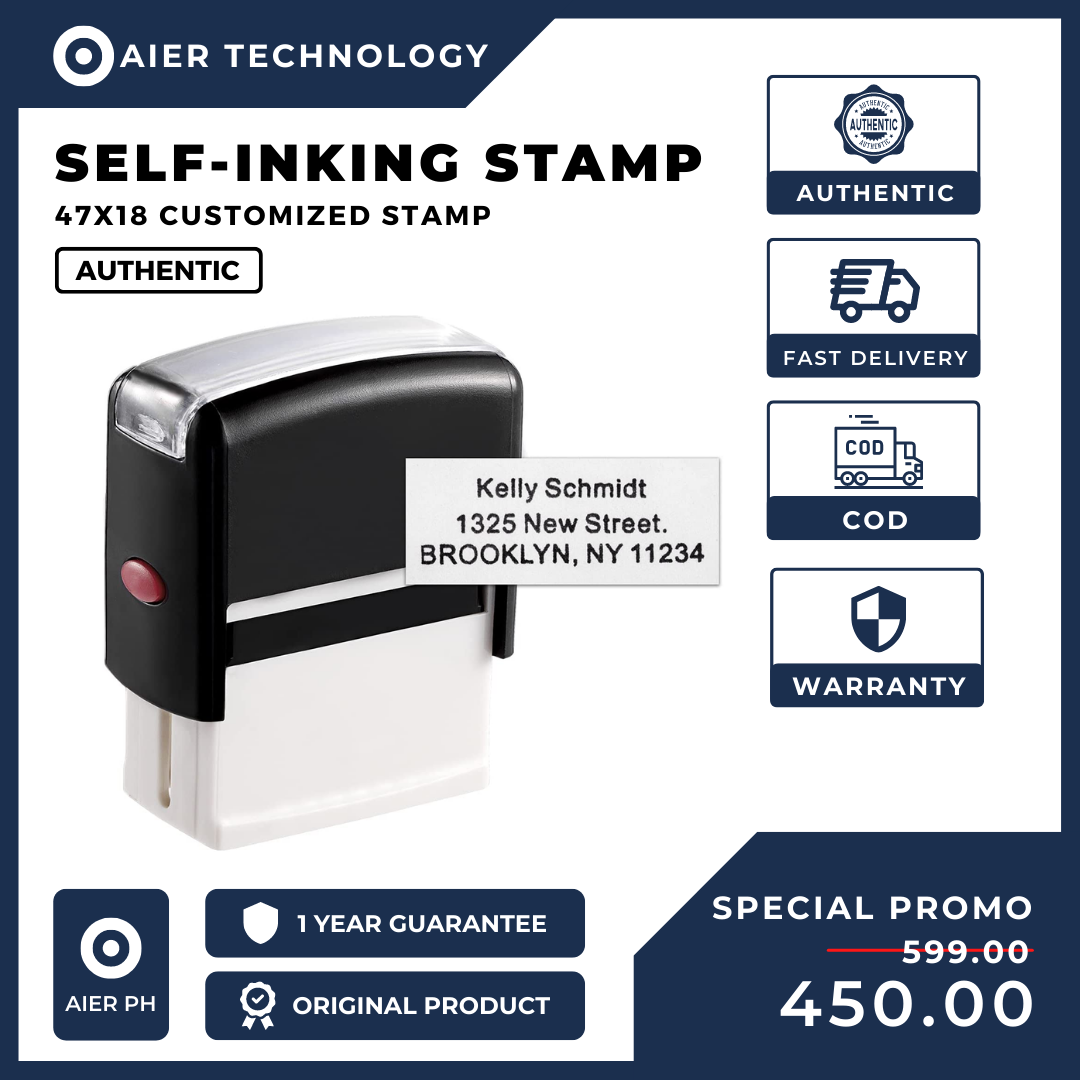 CUSTOMIZED SELF-INKING STAMP 47x18MM | Personalized Durable Self Inking ...