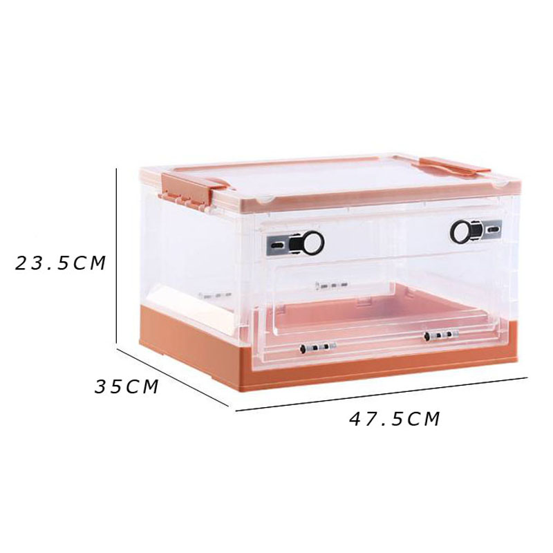 LARGE Foldable Plastic Storage Boxes with Latching Lids & Wheels Clear ...