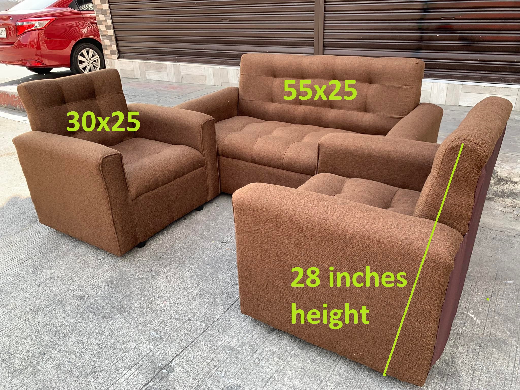 Ambassador brown fabric sofa set uratex foam | Lazada PH