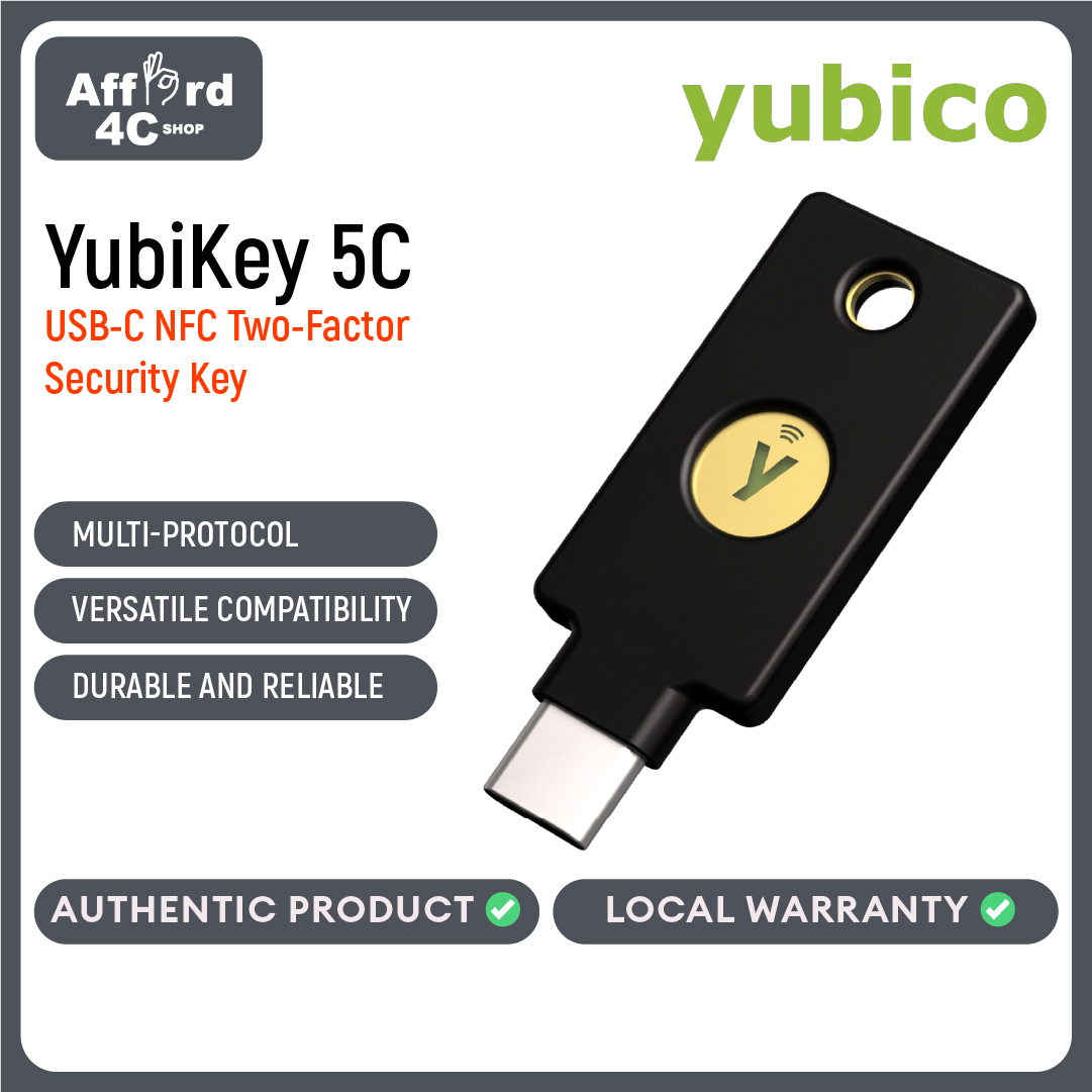 Yubico YubiKey 5C NFC - Two Factor Authentication USB and NFC Security Key, Fits USB-C Ports ...