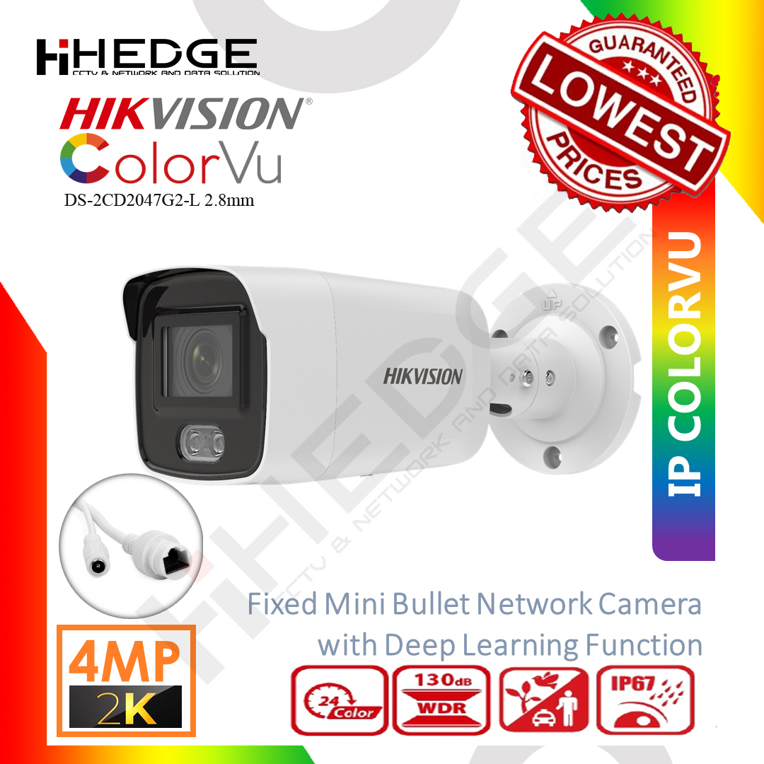 Hikvision 4MP COLORVU IP Camera MODEL: DS-2CD2047G2-L 2.8MM | Lazada PH
