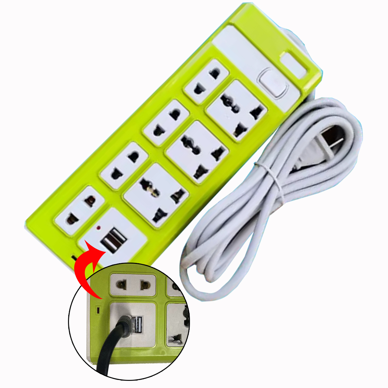 Good Quality Socket Power Extension With 7 Universal Socket and 2 USB ...