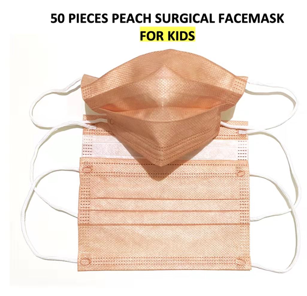 50PCS kids Plain Colored mask 3ply Disposable Protective Facemask (With ...