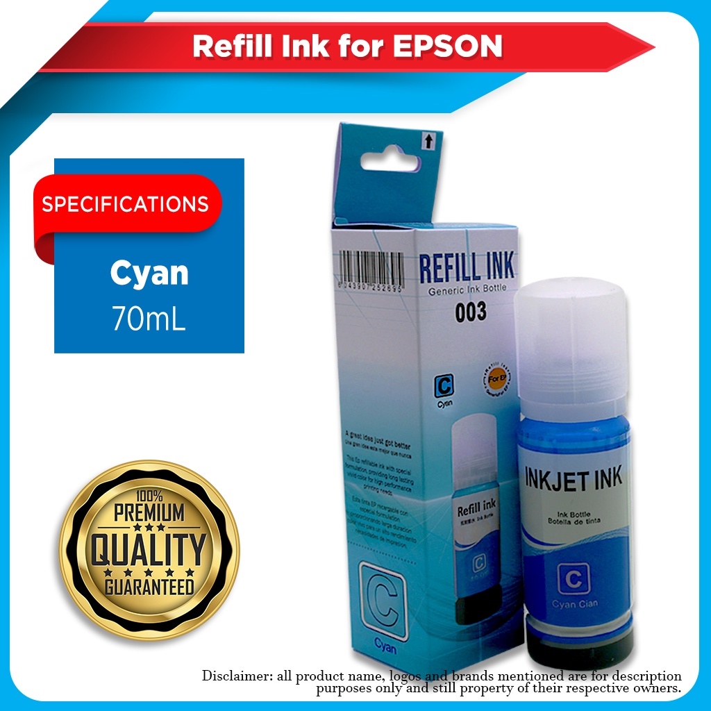 Refill Ink 003 for EPSON L3110 L3210 L1110 L1210 L1250 L3116 L3216 ...