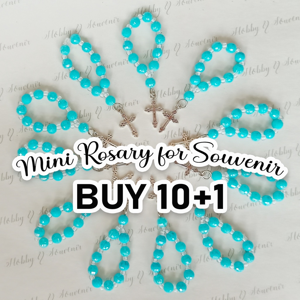 Small Rosary for Birthday Souvenir and Baptism Light Blue Rosary Mini ...