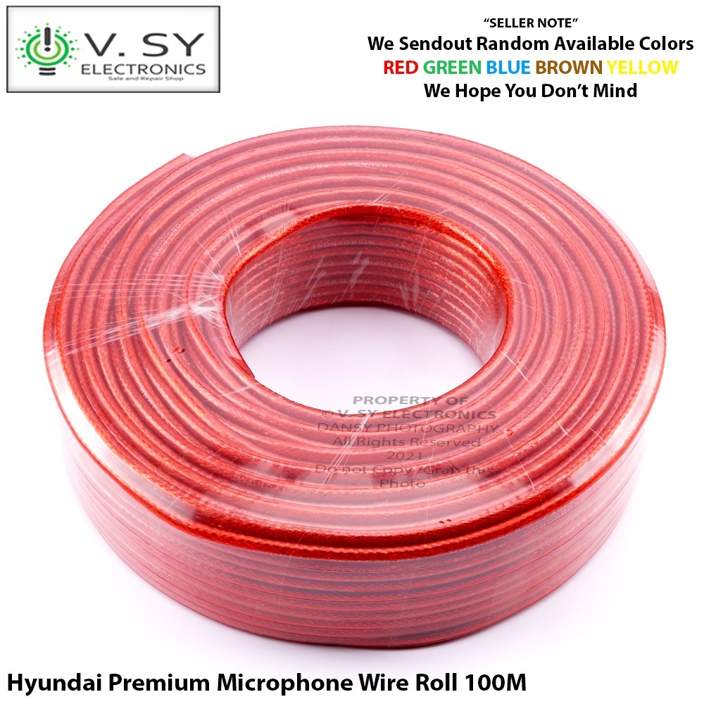 HYUNDAI Premium 100M Stereo Microphone Audio Wire Cable Roll Spool 2 X ...