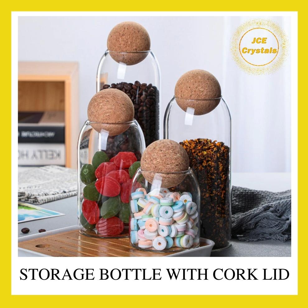 【ON HAND】Clear Glass Storage Bottle with Cork Stopper / Bean Sugar Tea ...