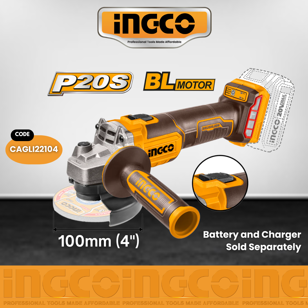 INGCO Brushless Lithium-Ion Cordless Grinder | Lazada PH