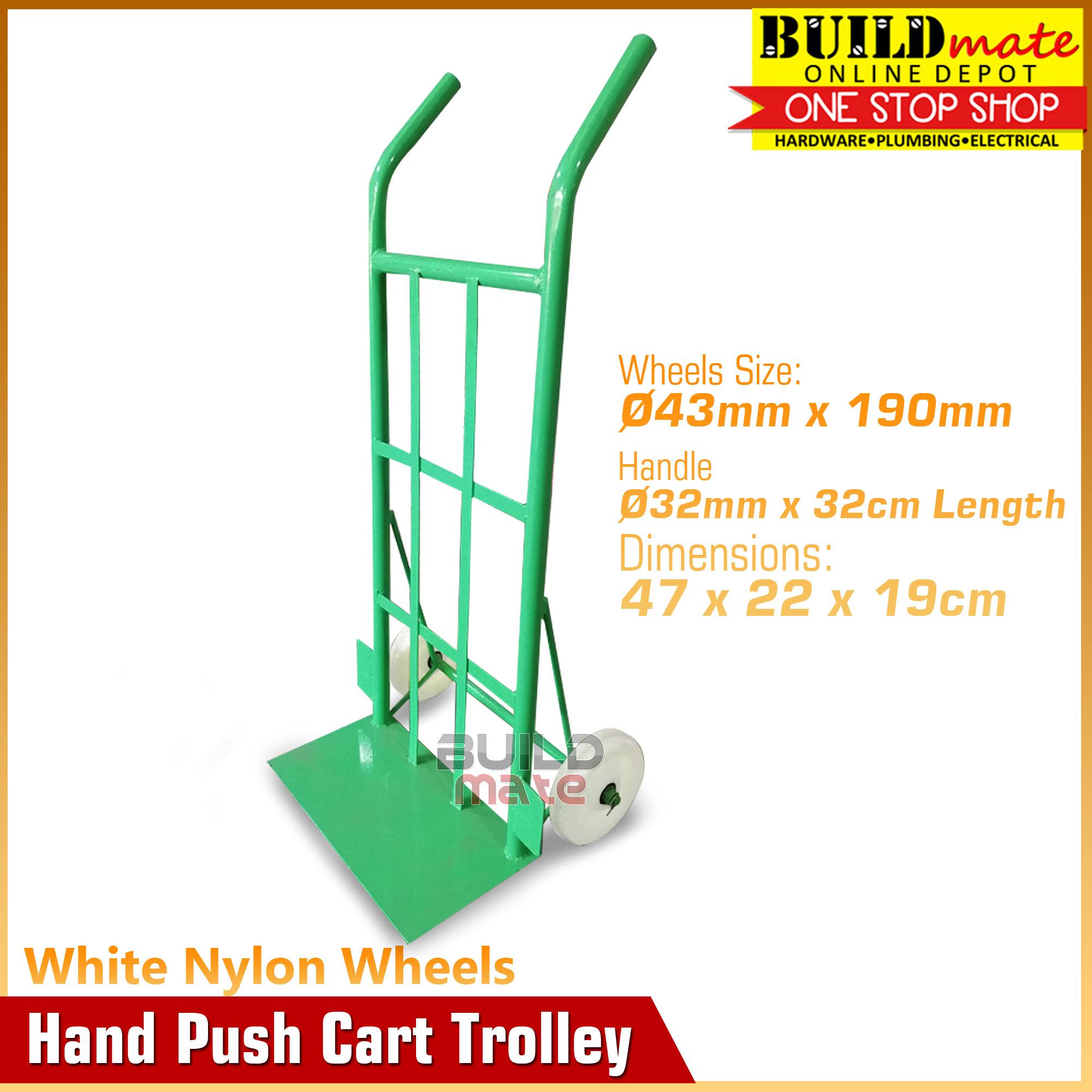 KARTILYA 6" Hand Push Cart Trolley ORANGE 6 inches WHITE NYLON Wheels ...