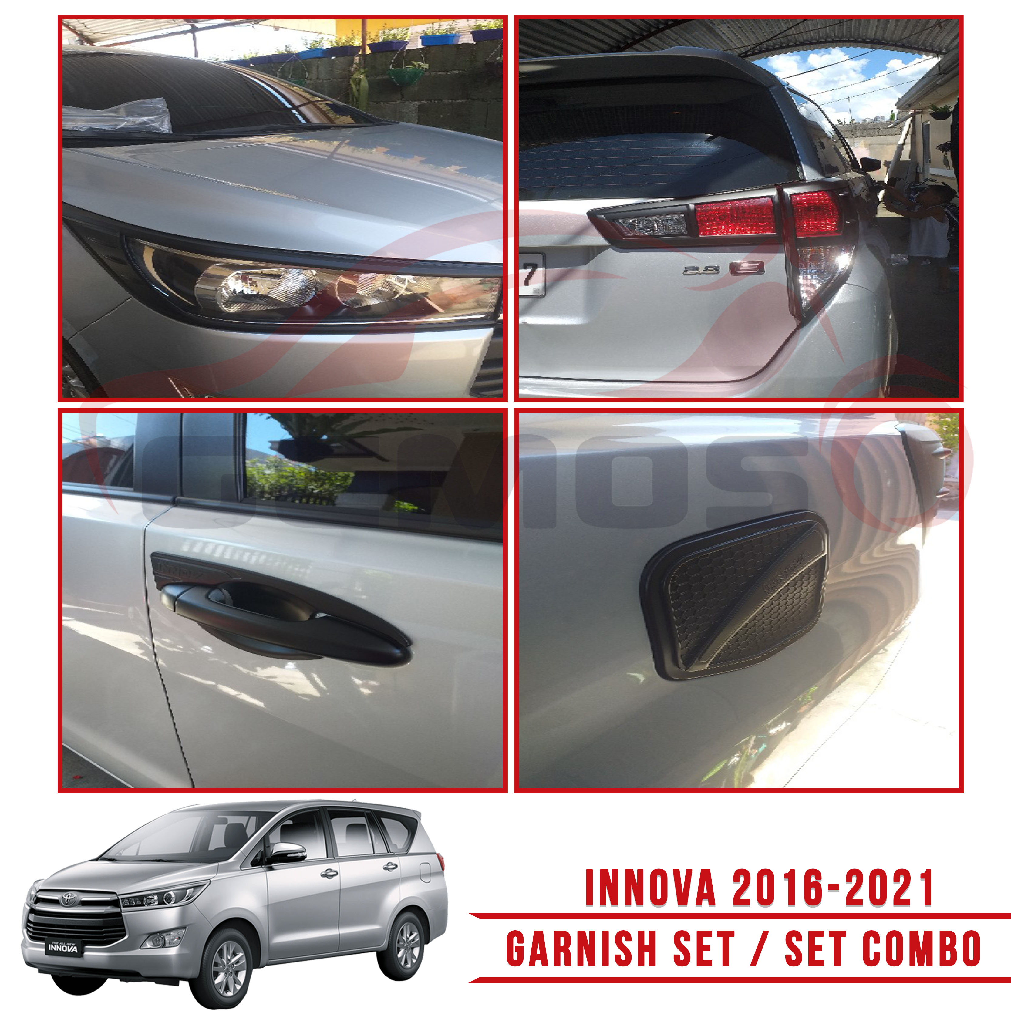 TOYOTA INNOVA 2016 - 2023 GARNISH COVER COMBO SET MATT BLACK (2016 2017 ...