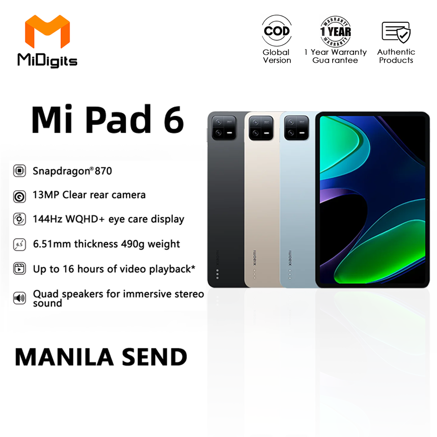 Manila stock Xiaomi Pad 6 11 inch Tablet PC Snapdragon 870 33W Fast ...