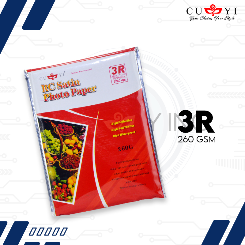 Risefully CUYI RC Satin Photo Paper 260gsm Inkjet Photo Paper A4 5R 4R 3R Size (20sheets ...