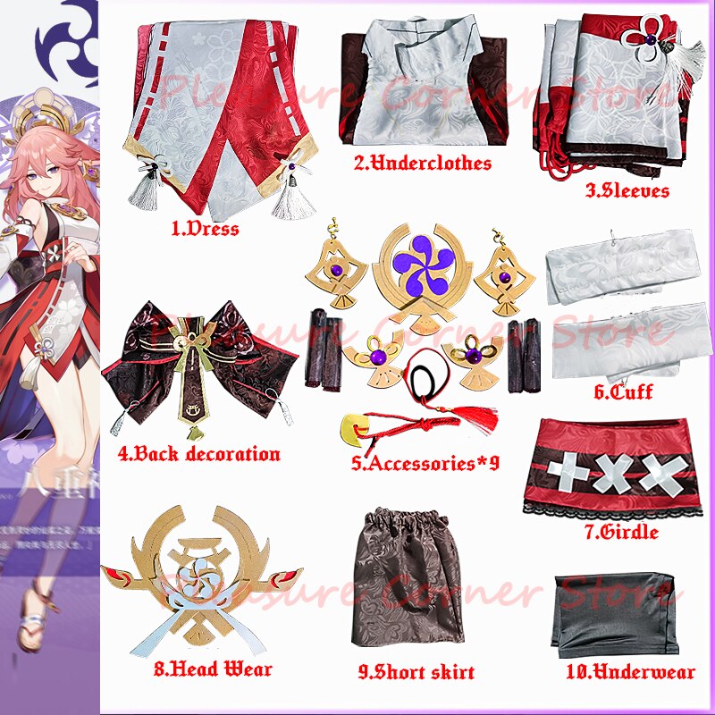 Genshin Impact Yae Miko Cosplay Costume Full Set Props Accessories Heat ...