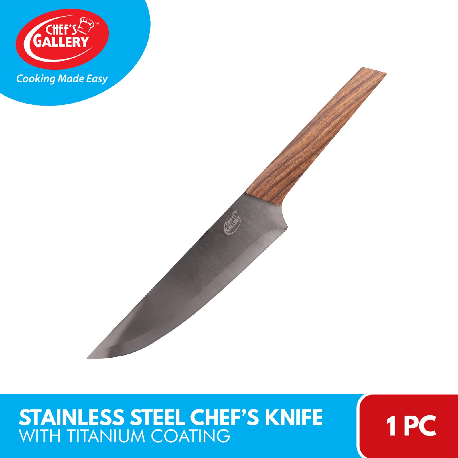 Chef's Gallery Stainless Steel Chef's Knife | Non-Stick Titanium ...
