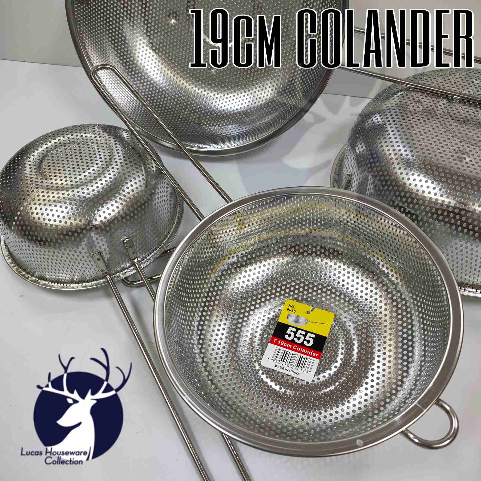 555 STAINLESS STEEL COLANDER WITH HANDLE FOOD STRAINER FRUIT PASTA FOOD ...