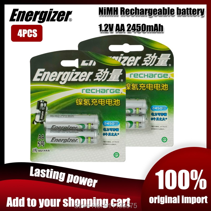 Energizer Original 1.2V AA Rechargeable Batteries 2450mAh Ni-MH AA ...