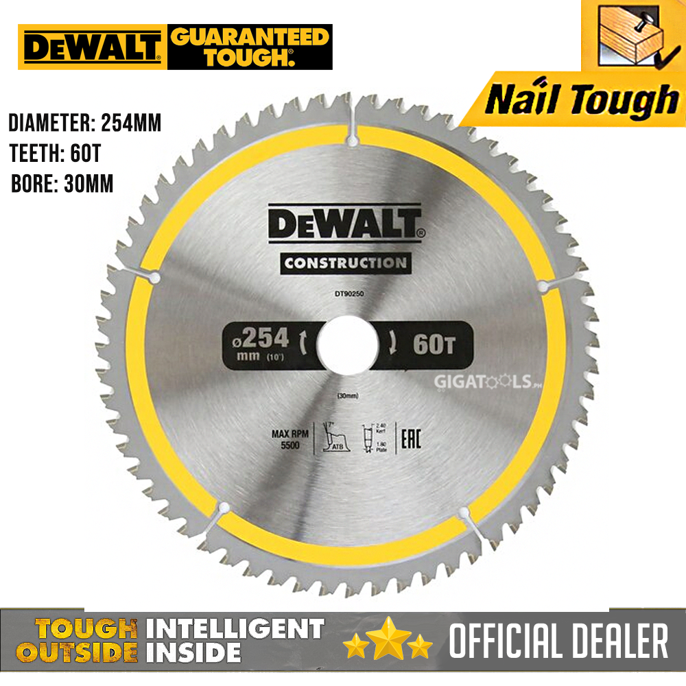 DeWalt DT90250 Construction Circular saw Blade 10" x 60T ( 254mm ...