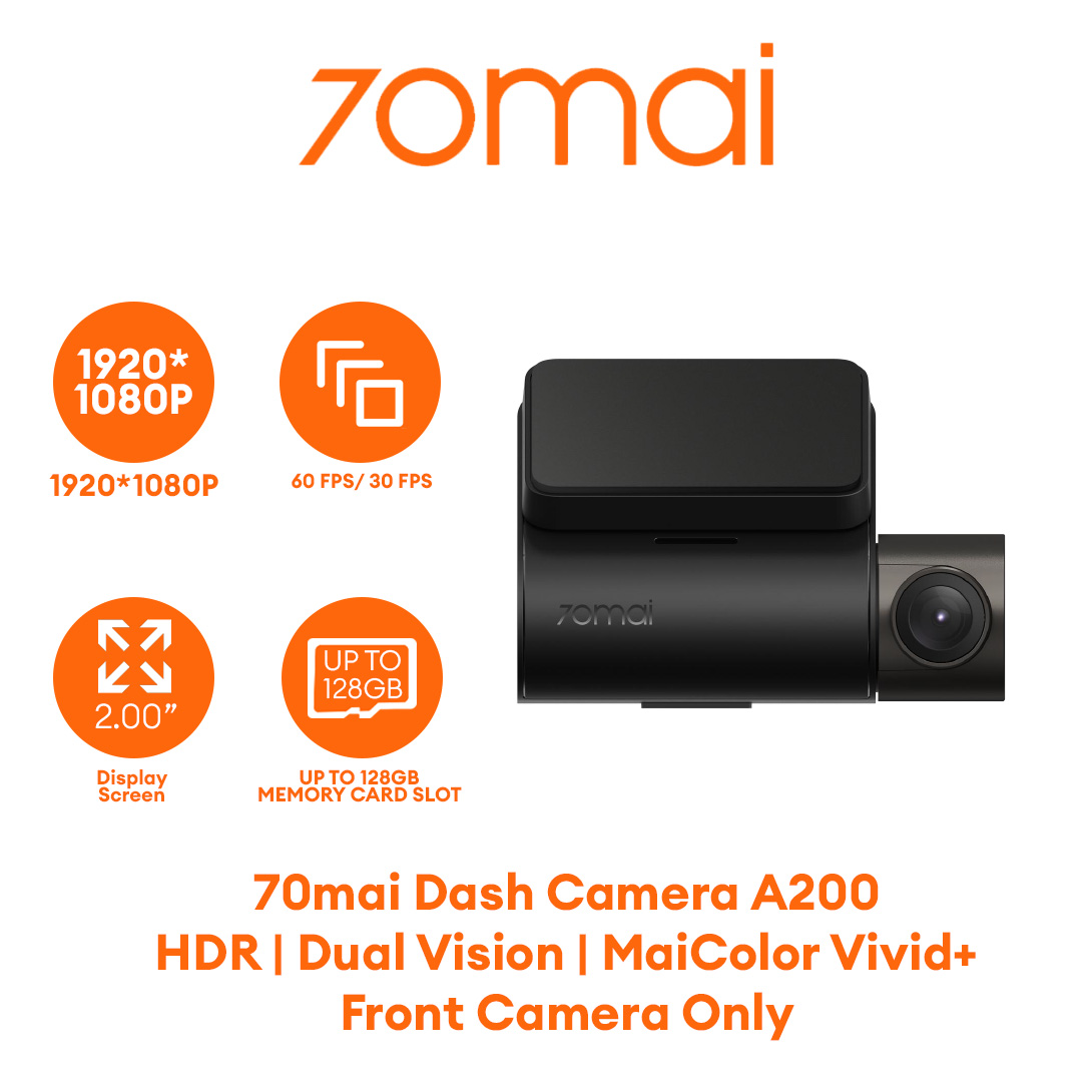 70mai Dash Camera A200 HDR | Dual Vision | MaiColor Vivid+ | 1080P FHD ...