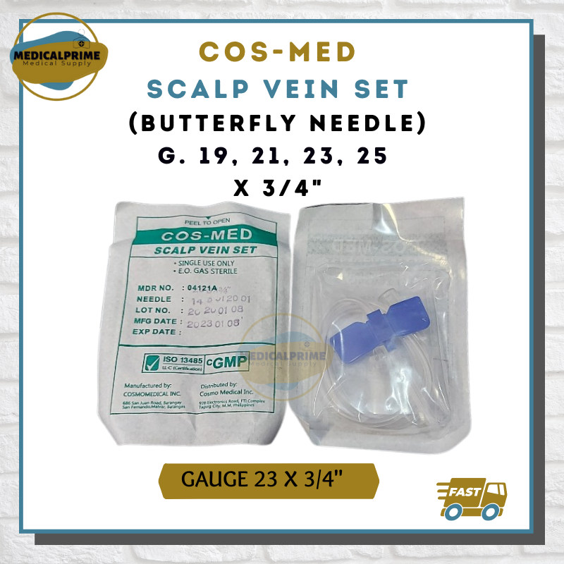 Cosmed Scalp Vein Set (1pc) Sold Per Piece Butterfly Needle G19, G21 ...