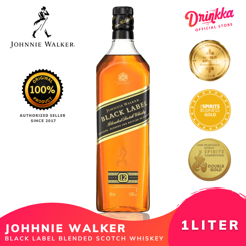 Johnnie Walker Black Label Blended Scotch Whisky 1l No Box Drinkka