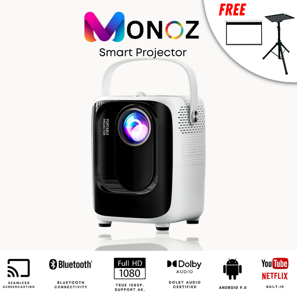 【FREE 2 GIFT】 MONOZ S10 PRO LCD PROJECTOR 4K Ultra Full HD WIFI Built ...