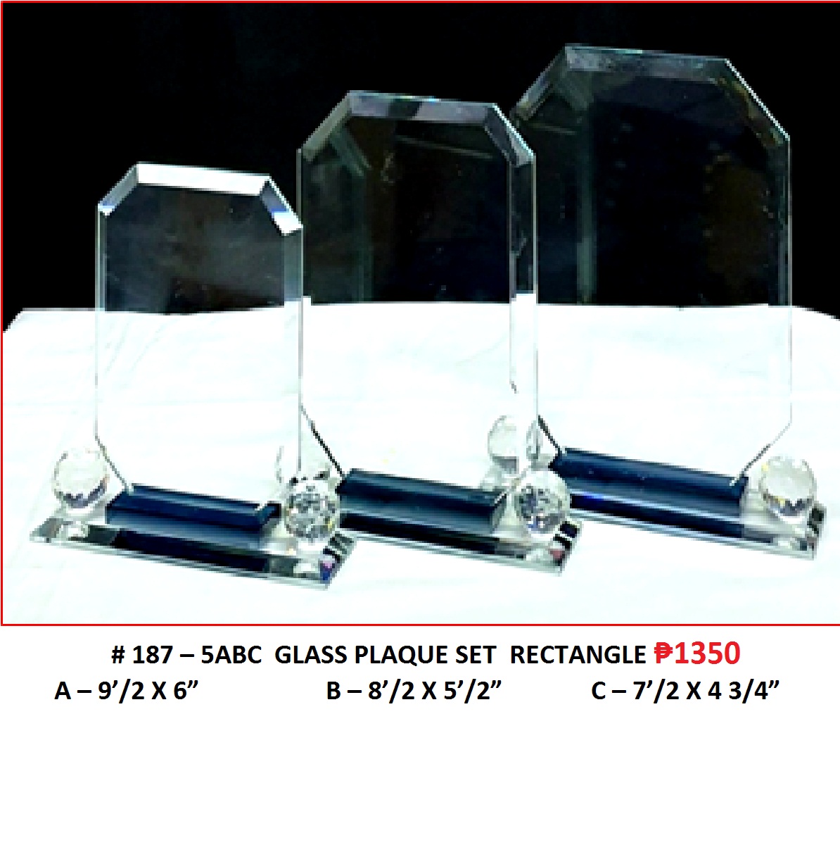 Glass Plaque Rectangle Set Crystal Glass Trophy Plaque Certificate Set ...