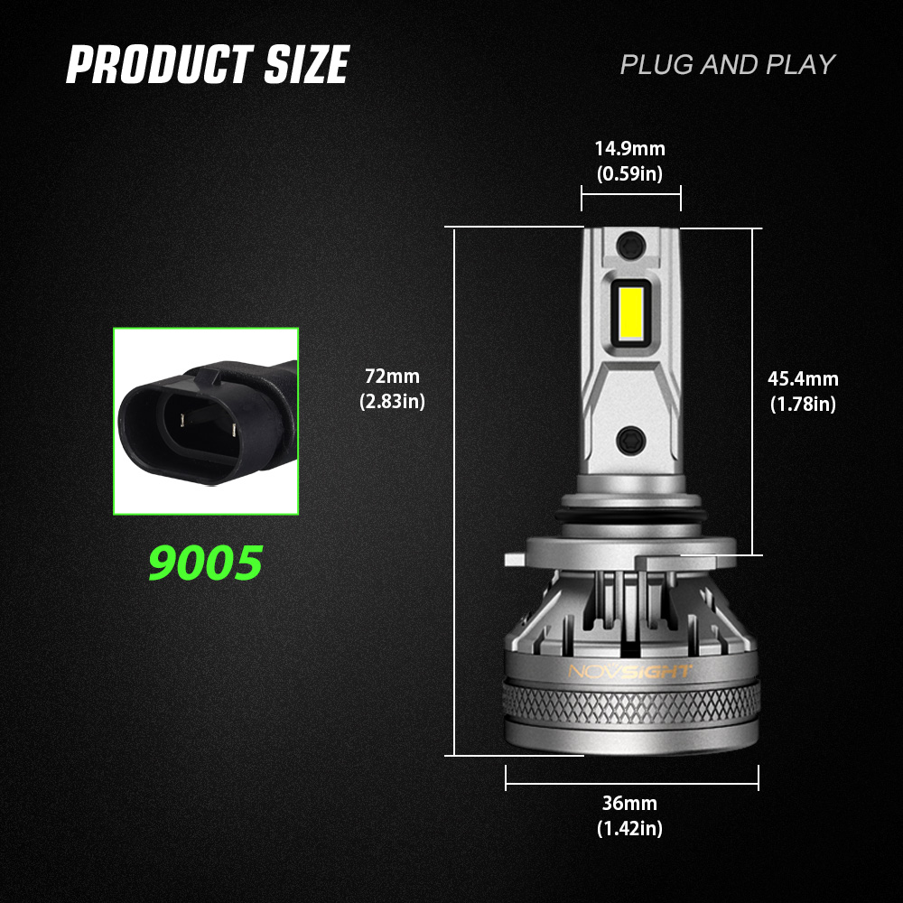 Extremely Bright 120W 22000LM A Pair NEW Novsight N37 Car LED Headlight ...