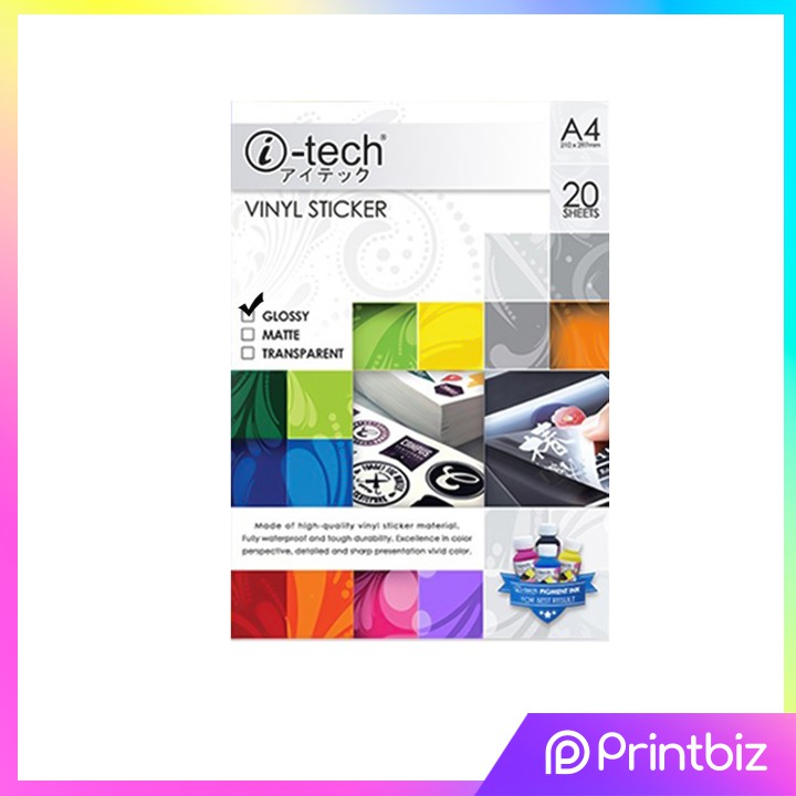 bond paper ITECH Inkjet Vinyl Sticker Waterproof A4 ( GLOSSY | MATTE ...
