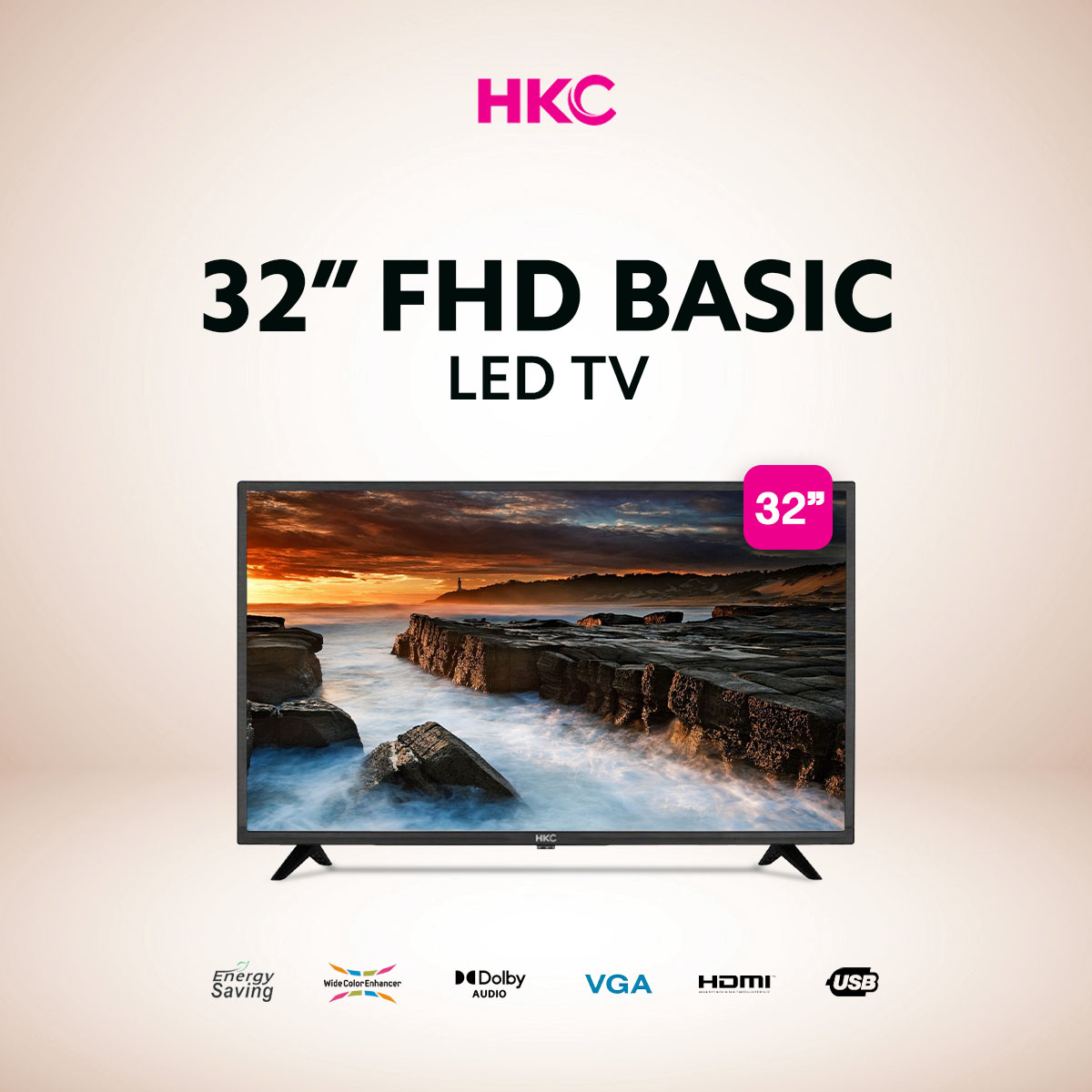 WOW | HKC 32" FHD BASIC LED TV | Model: H600-T32KF | Lazada PH