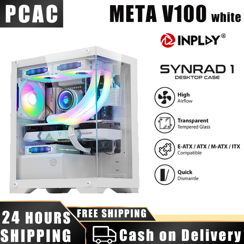 INPLAY Pc Case with Fans Computer Gaming Desktop Matx Table Tempered ...