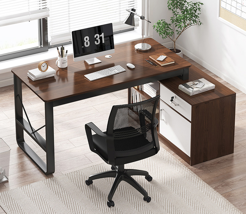 Multifunctional desk Rectangular computer desk with drawer bookshelf ...