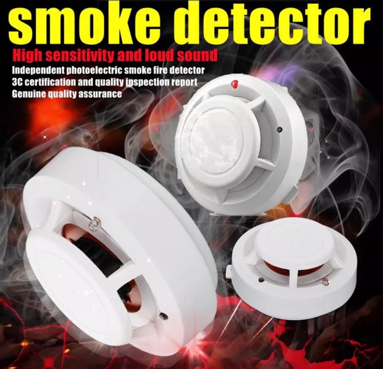Photoelectric Sensitive Sensor Smoke Detector Fire Alarm For Family ...