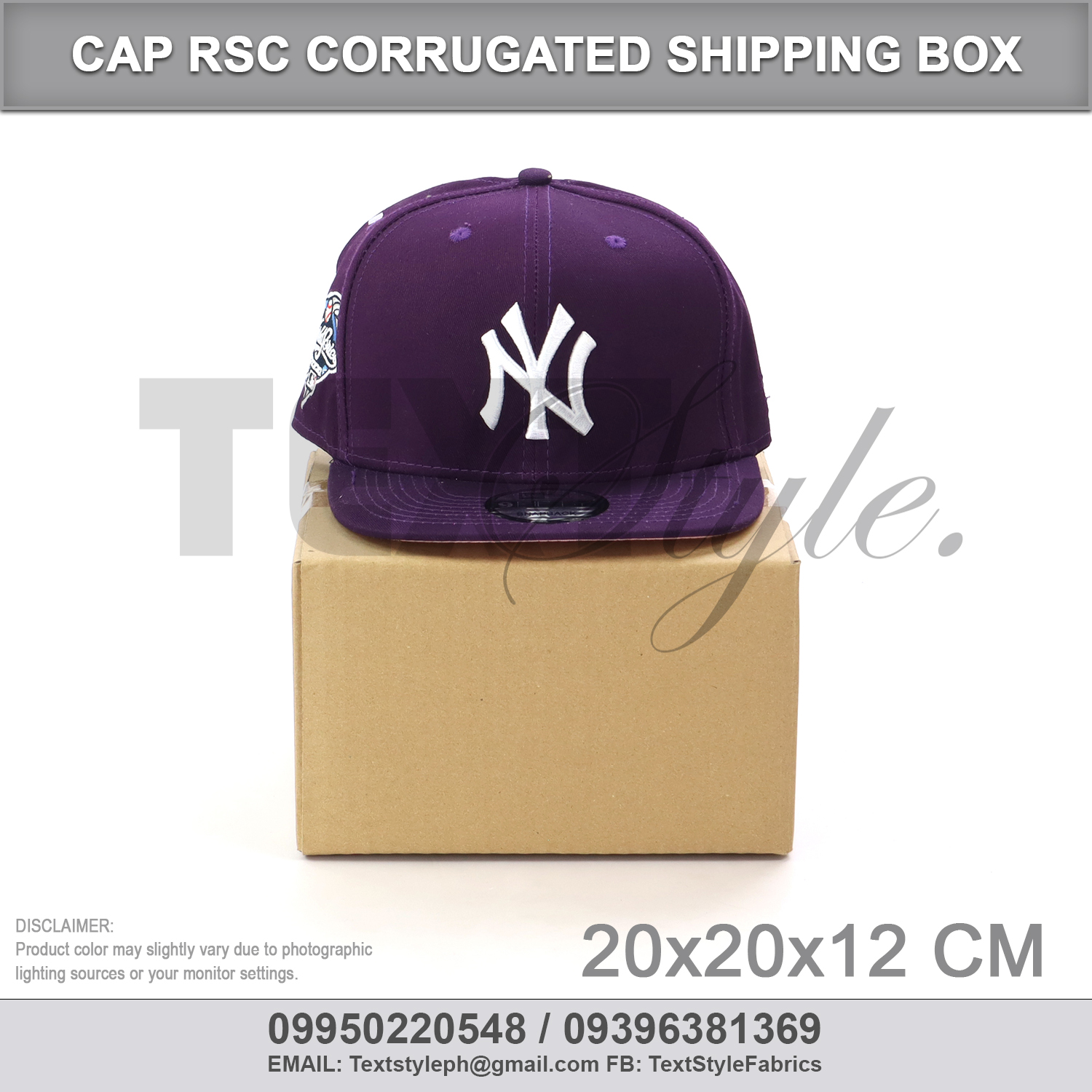 Textstyle Cap Box RSC Corrugated Box Shipping Box 20x20x12cm Gift Box ...