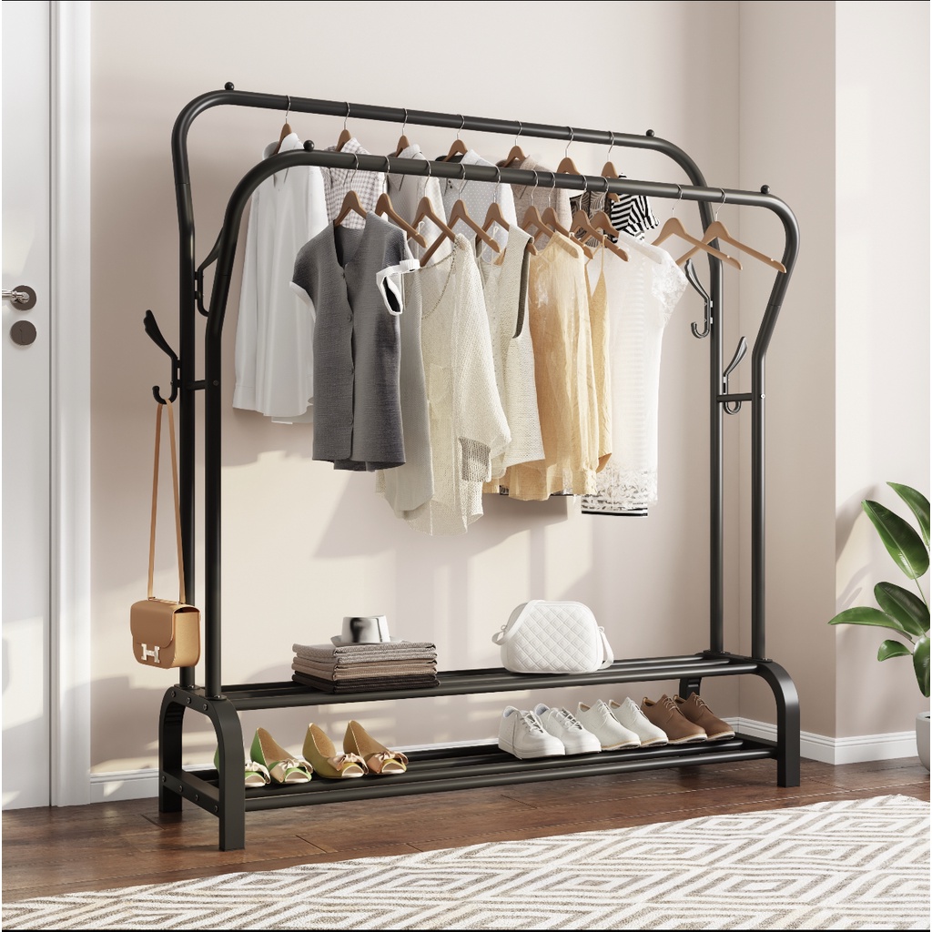 ☆Ready Stock Big Double Pole Type Drying Rack Wardrobe Rack Hanger ...