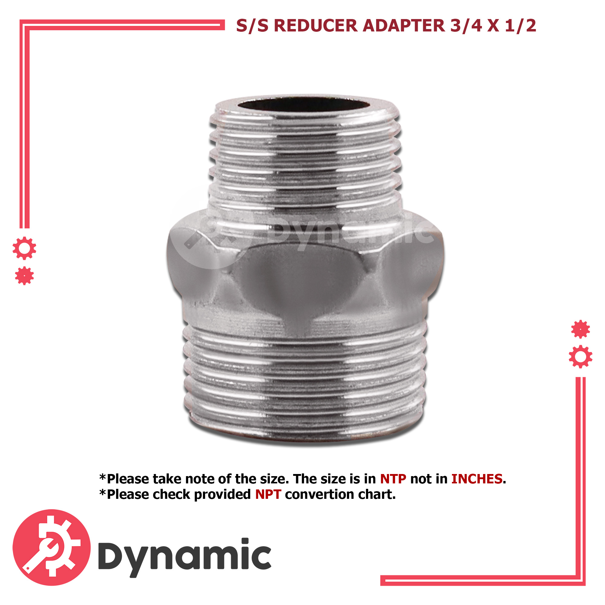 Stainless Fitting Male Hex Reducer Adapter Connector 3/4 NPT ( 25mm ) x ...