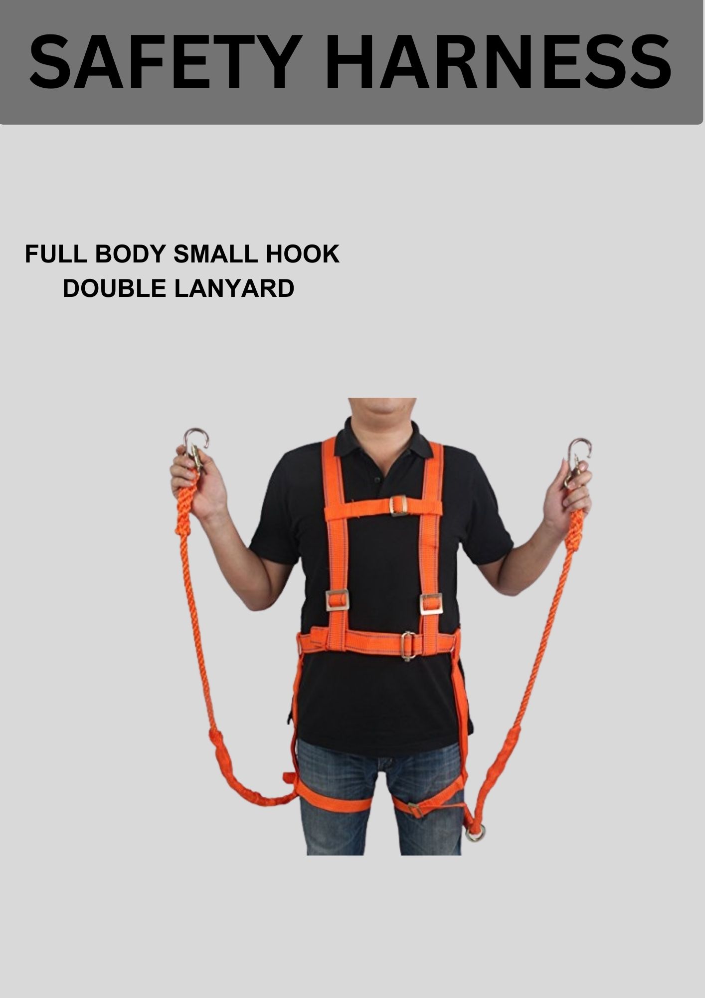 SAFETY HARNESS FULL BODY SMALL HOOK DOUBLE LANYARD Safety Belt Harness ...