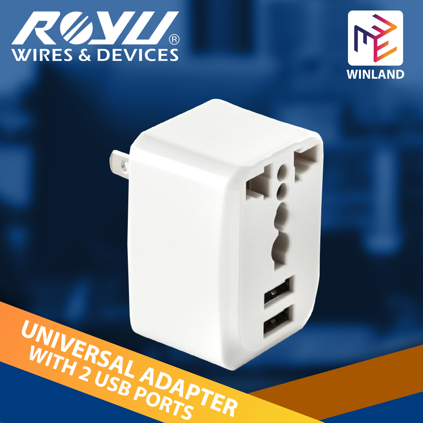 ROYU by Winland Universal Adapter Adaptor with 2 USB Ports REDPL125 ...