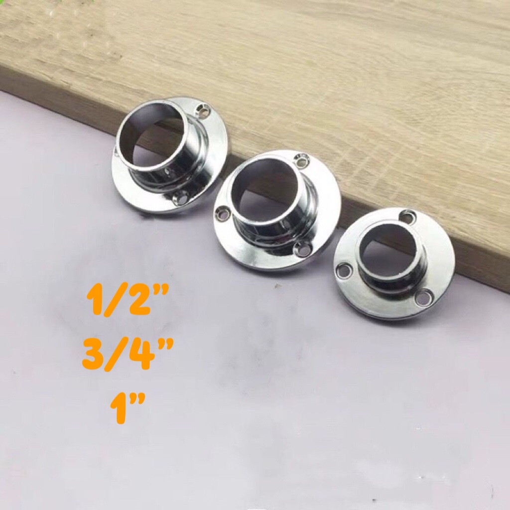 Stainless Steel Curtain Rod Round Flanges Base for Curtain Post (2 ...