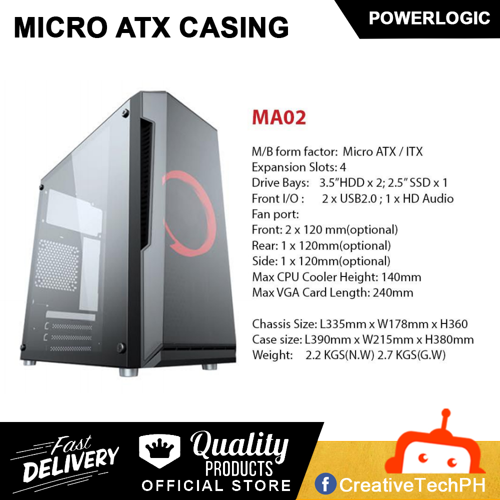 Powerlogic MA02 CPU Casing Desktop Casing Micro ATX Casing | Lazada PH