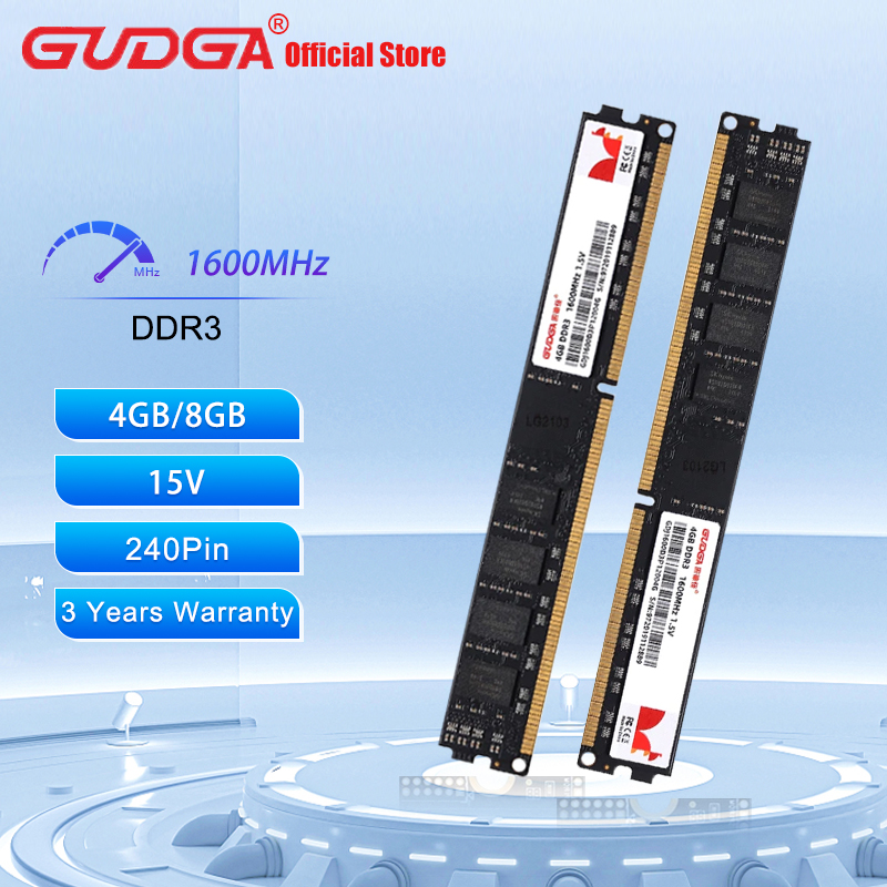 GUDGA DDR3 4GB 8GB RAM Desktop Memory Ram 1600 Mhz 1.5V 240Pin For Desktop Dimm PC DDR3 memoria ...