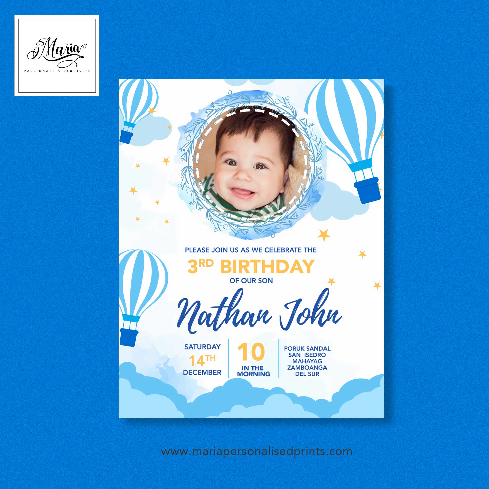 Blue Balloon Birthday Invitation Card 14 pcs With Envelopes | Lazada PH
