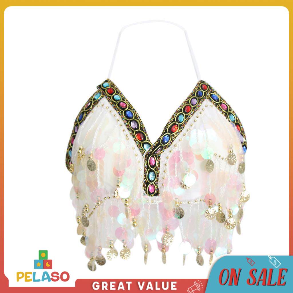 Pelaso Belly Dance Beaded Bra Sequins Tassel Top Sexy Dancing Singer ...