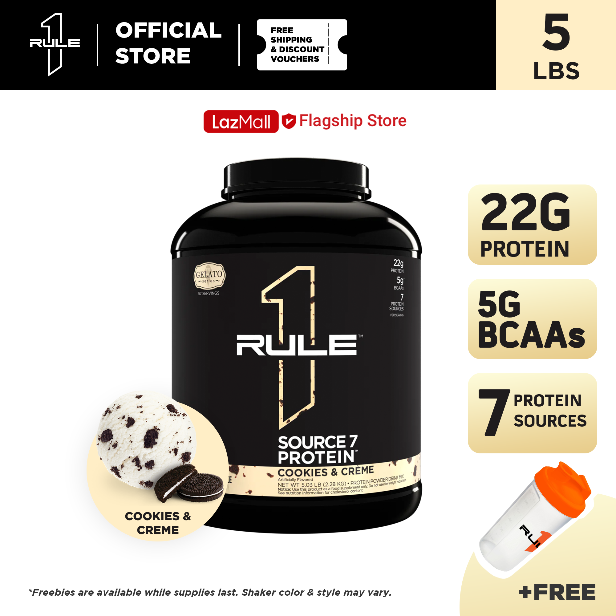 Rule 1 SOURCE7 PROTEIN 5lbs. FREE Shaker | Lazada PH
