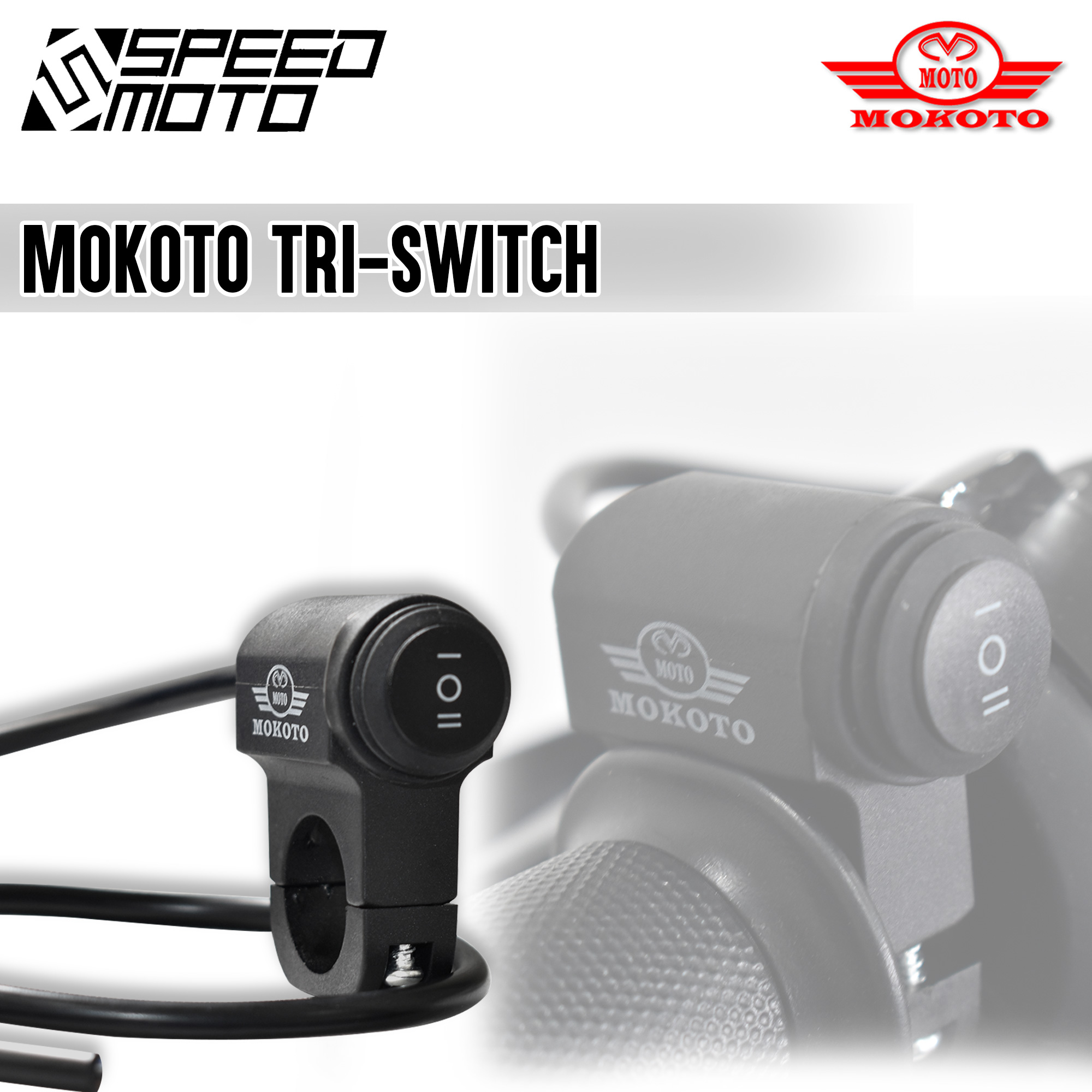 MINI DRIVING LIGHT 3 WAY SWITCH ALLOY HANDLE BAR CLAMP / UNIVERSAL TRI ...